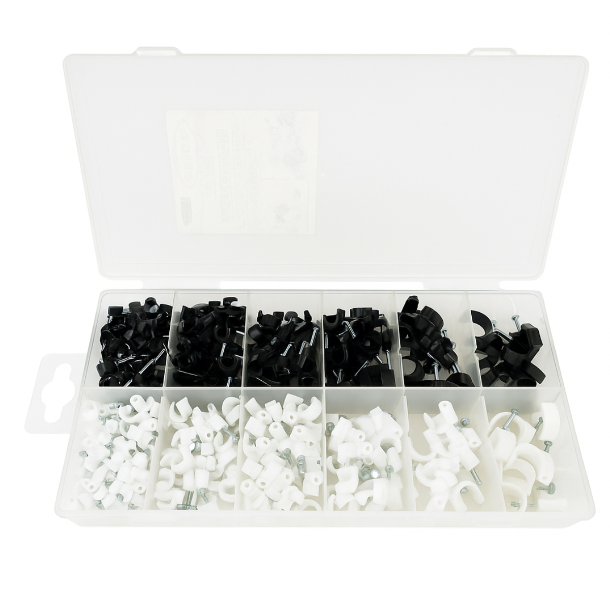 390 Pc Cable Clip Assortment Set – Black & White Plastic Wire Clips wi ...