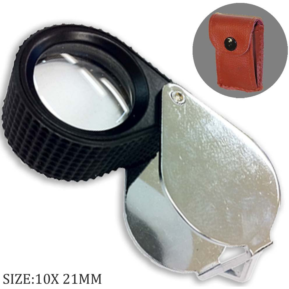 10X Power, 21mm Glass Lens In Textured Black Plastic Frame With Chrome ...