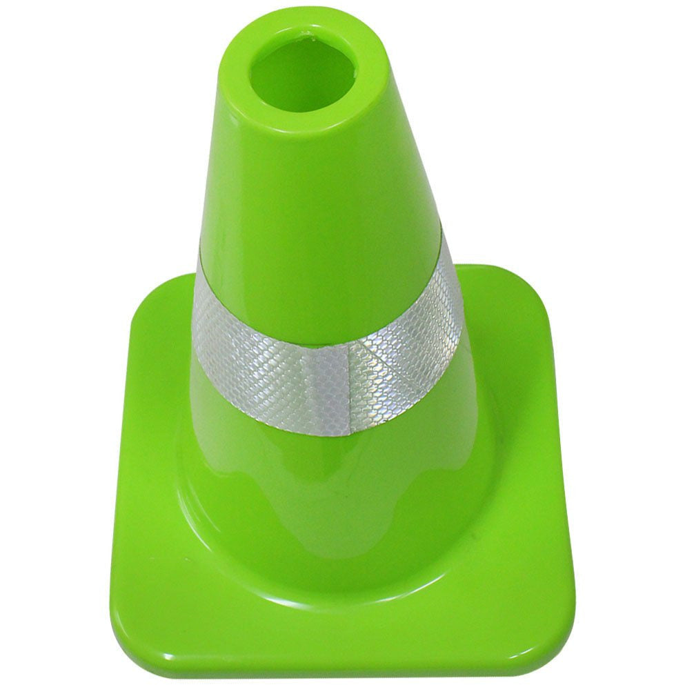 12 Inch Neon Green Safety Cone With 2 Inch White Fluorescent Strip - S ...