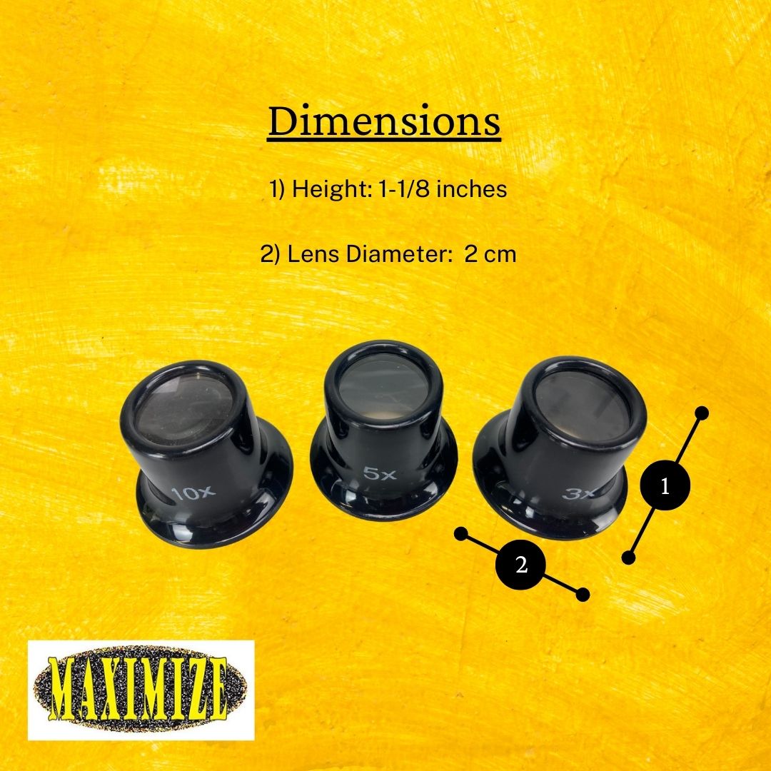 3 Piece Black Jeweler's Loupe Set - 3X, 5X and 10X Power - MG-20900 ...