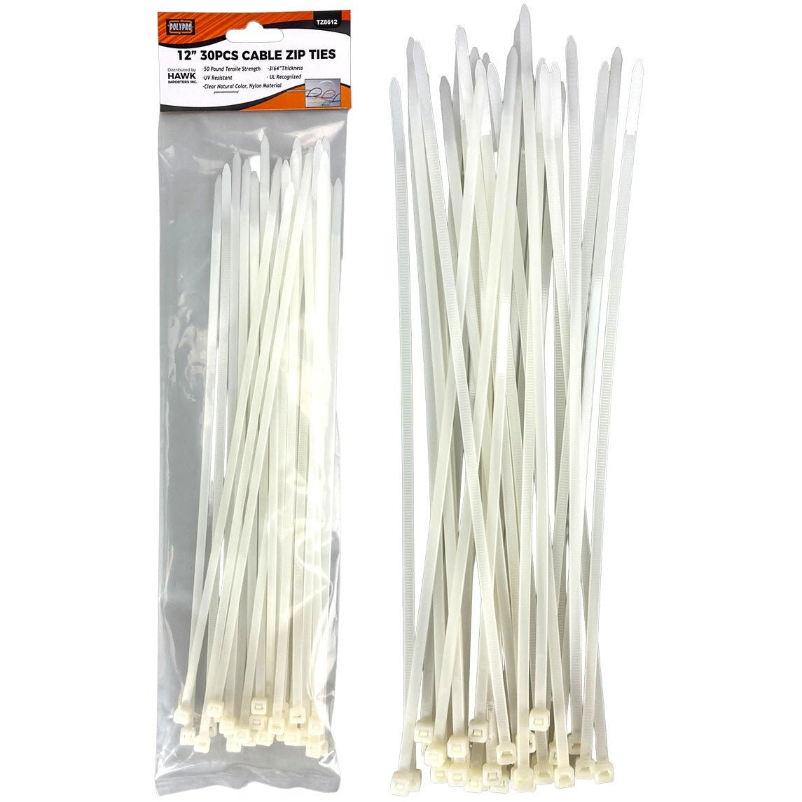 30 Piece 12-Inch White Cable Tie Down Set (Pack of: 2) - TZ86-86120-Z0 ...