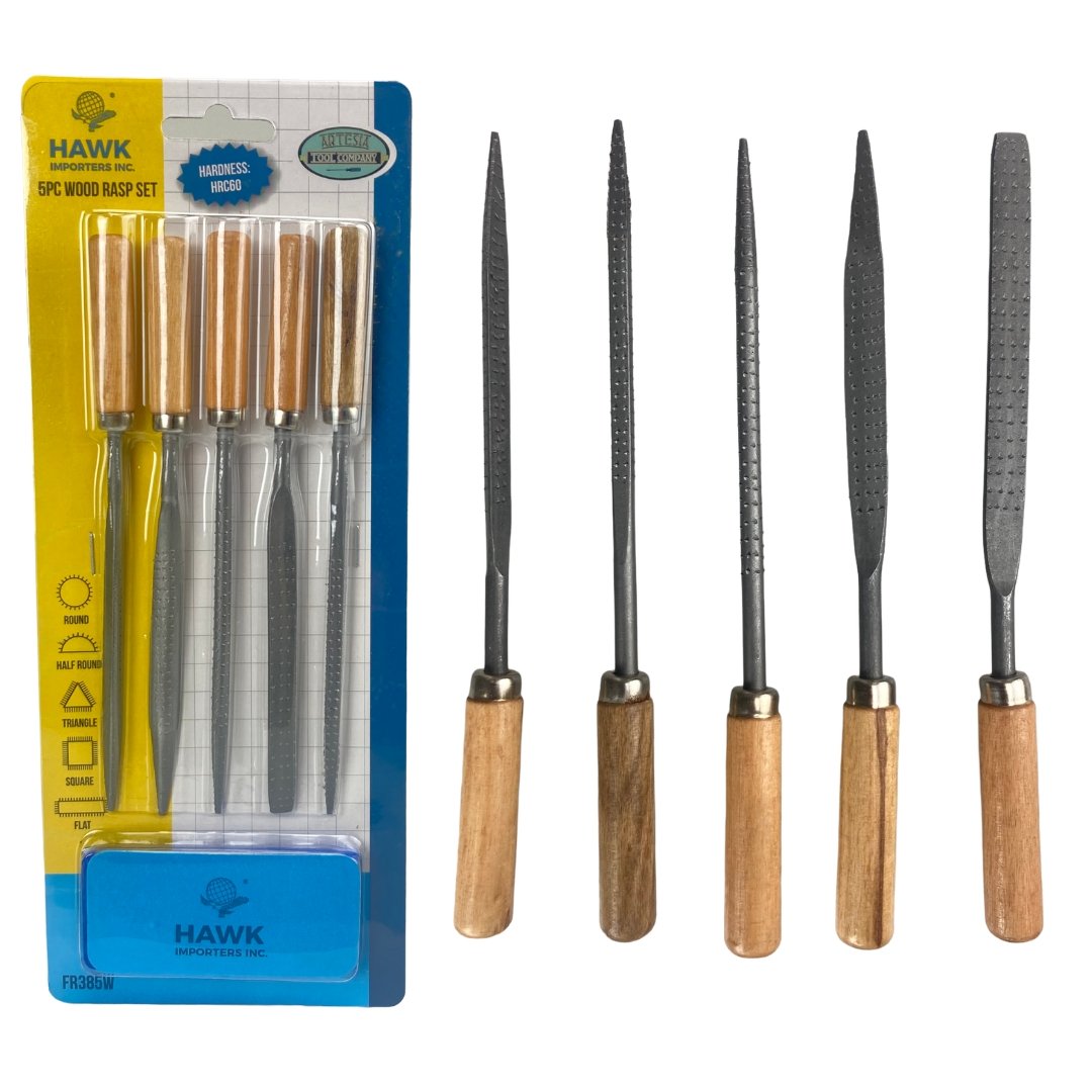 5-Piece 7-Inch Wood Rasp Set - Round, Square, Rectangular - F-00385 ...