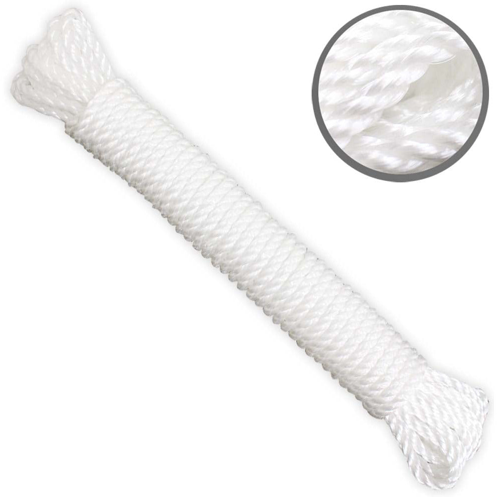 50 Foot White Polypropylene, 3 Strand, Twisted Rope - TA-08638 – ToolUSA