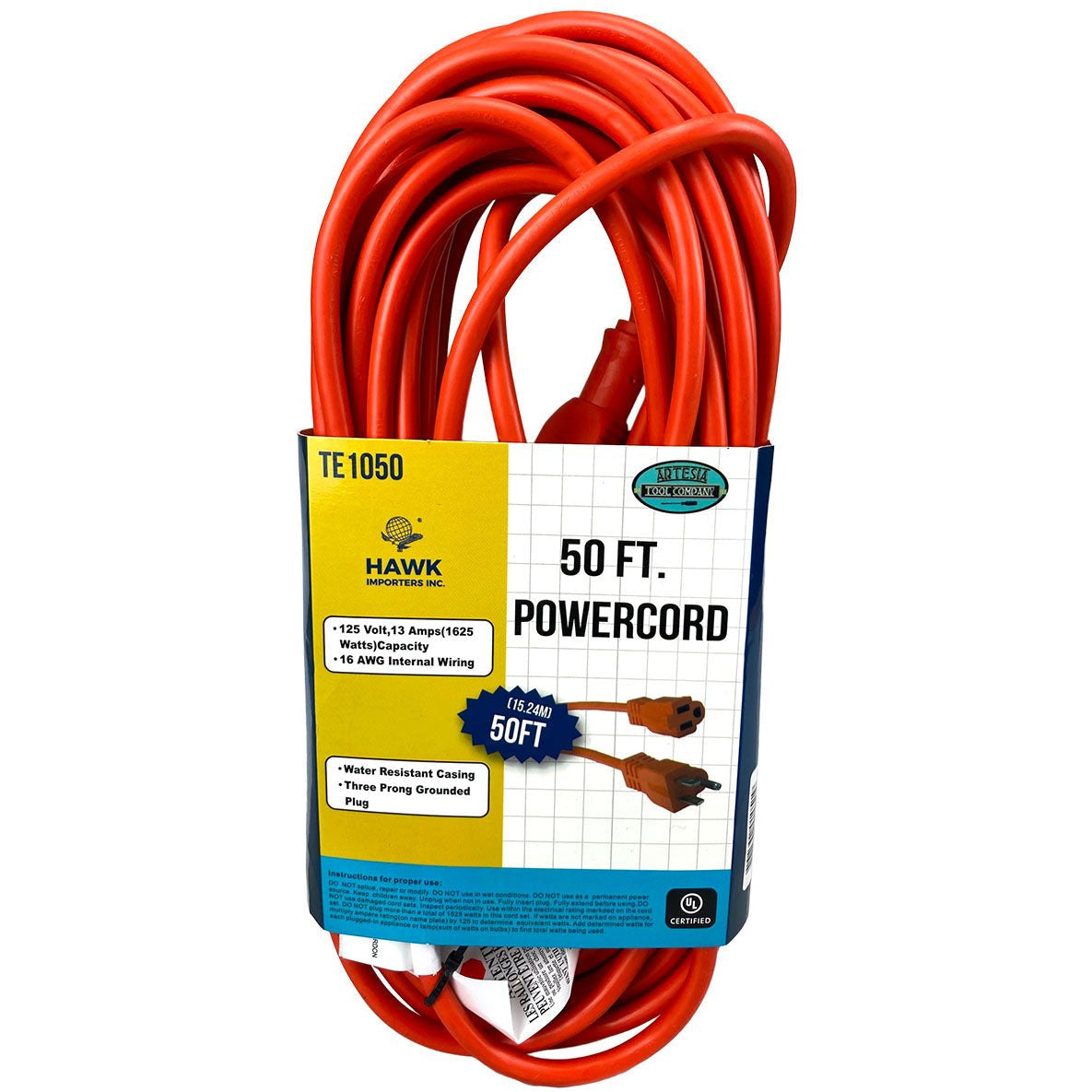 50 Ft. Powercord, UL Certified - TE-01051 – ToolUSA
