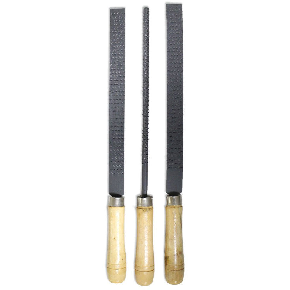 8"long, 3 Piece Wood Rasp File Set With Wooden Handles - F-76300 – ToolUSA