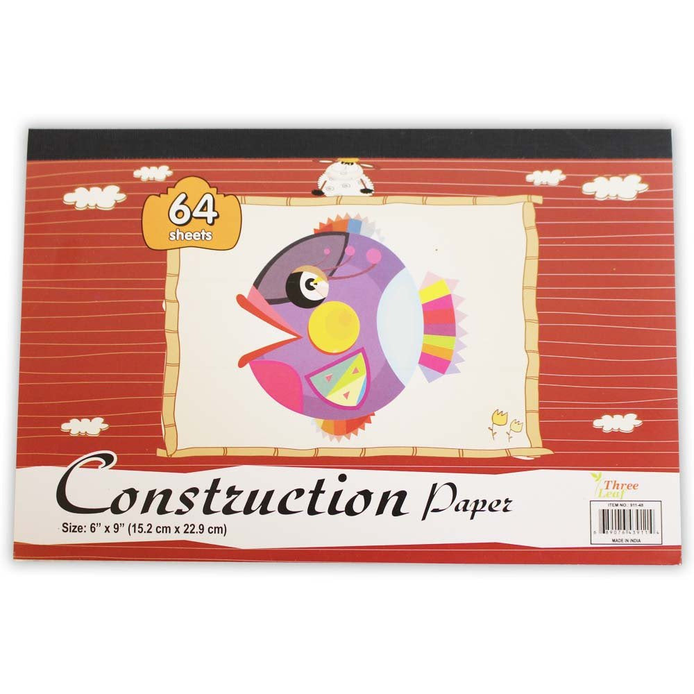 9 X 5-1/2 Inch Pad Of Construction Paper With 8 Colors-64 Sheets (Pack ...