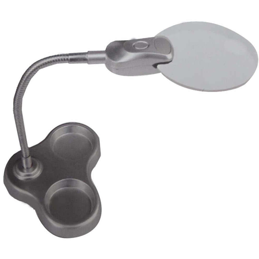 Battery Powered Magnifier LED Lamp - Flexible Neck & Rimless - Acrylic ...