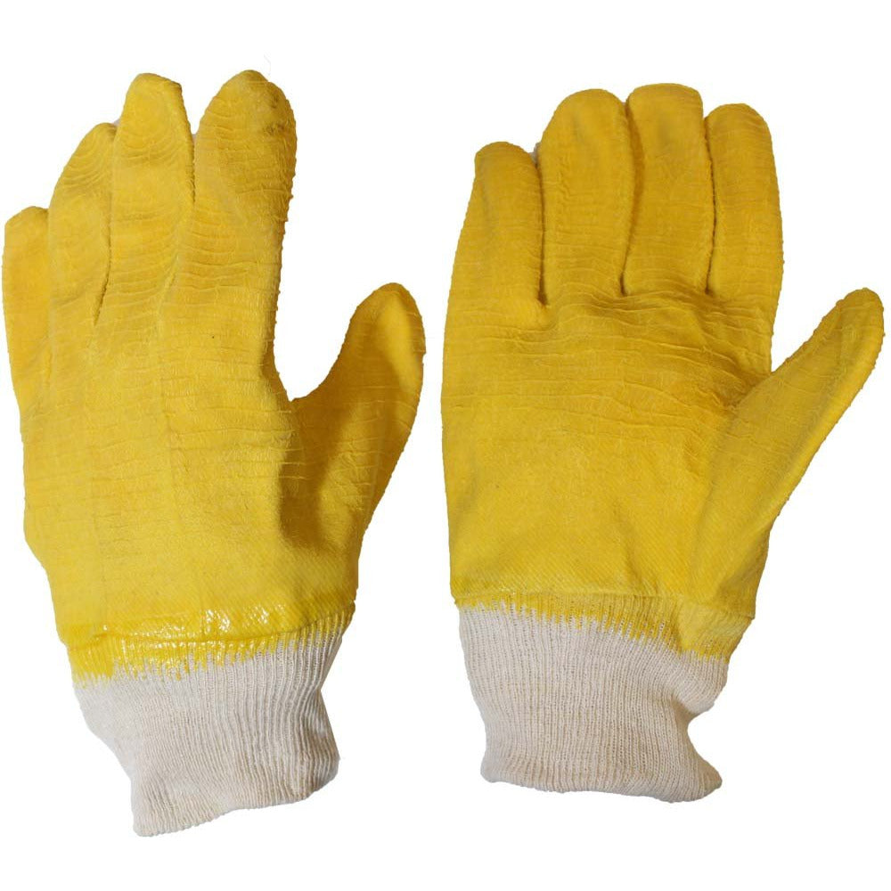 Crinkle Finish Latex Coated Gloves with Jersey Lining and Knit Wrist ...