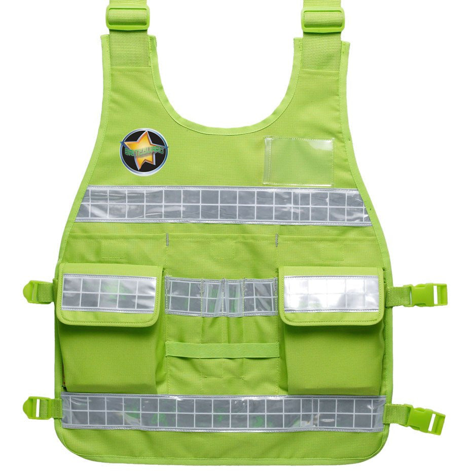 Multi-Functional Lime Green Mesh Safety Vest with Adjustable Sizes - S ...