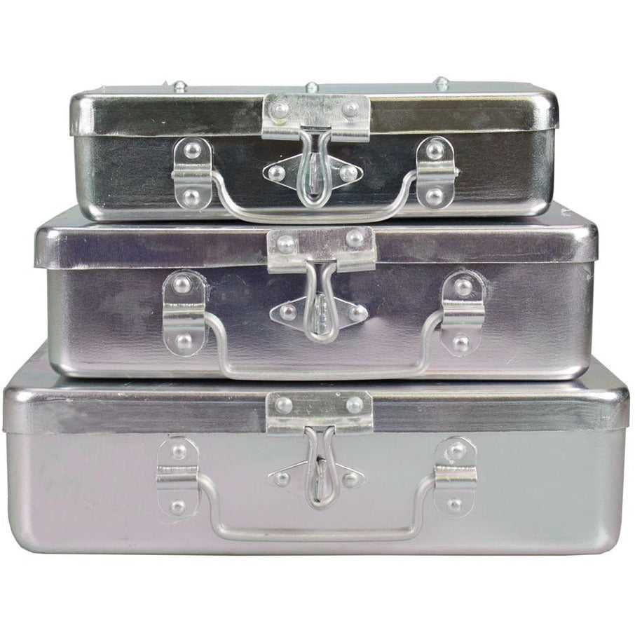 Set Of 3 Aluminum Storage Boxes With Hinged Lids (Pack of: 1) - U-9378 ...